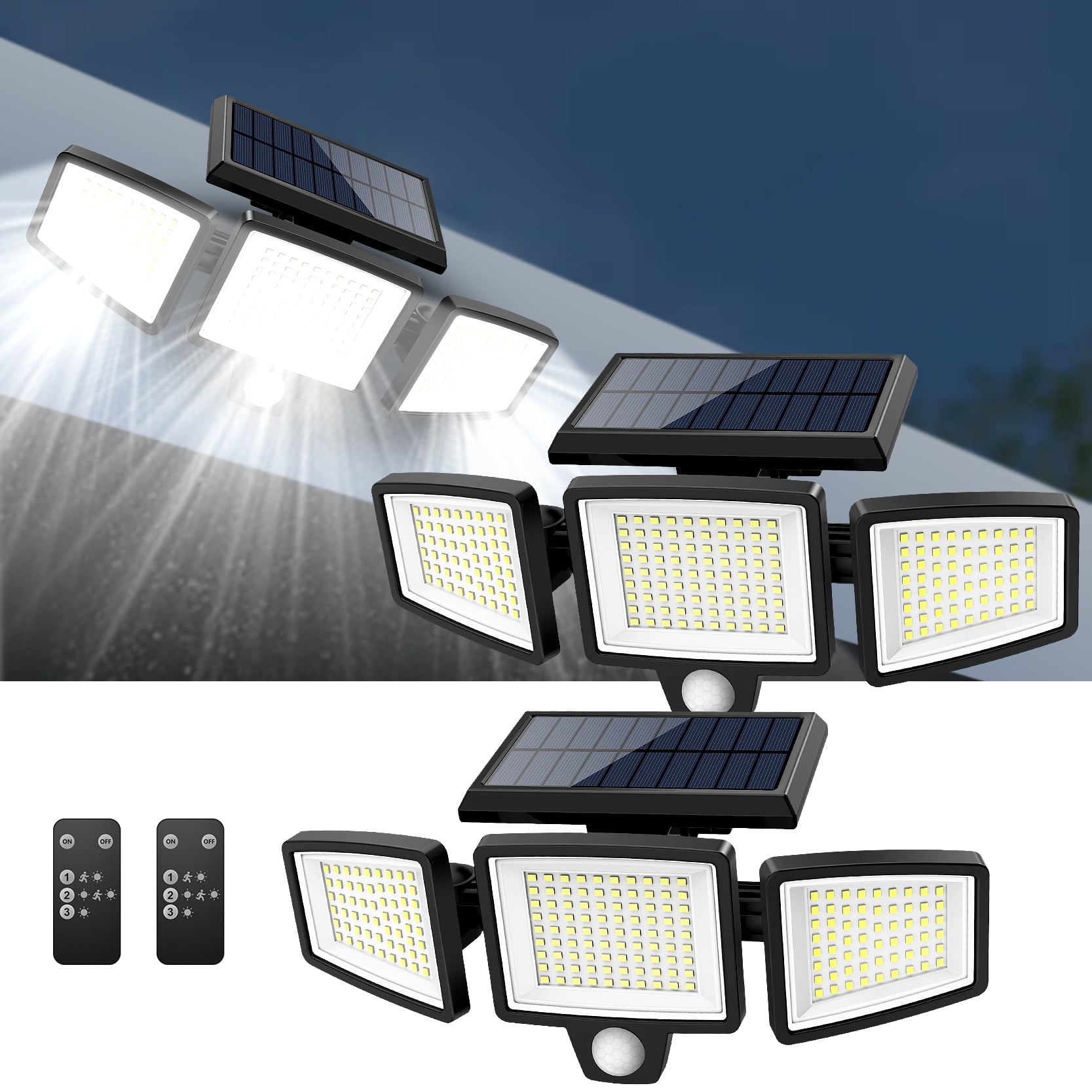 Chen Yuming IP65Waterproof Triple Head Outdoor Solar Light, 210LED ...