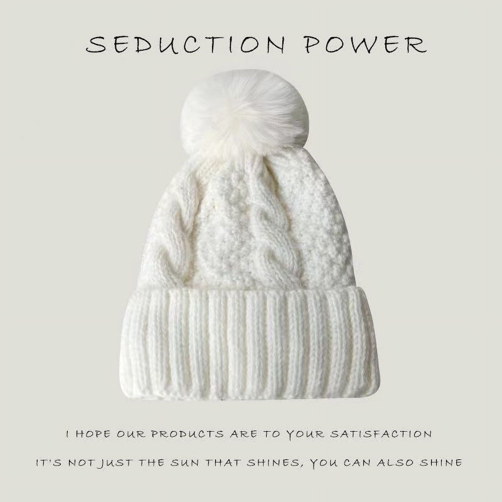 Chen Yuming New Winter Twist Knitting Hat For Women Fur Pompom Thick ...
