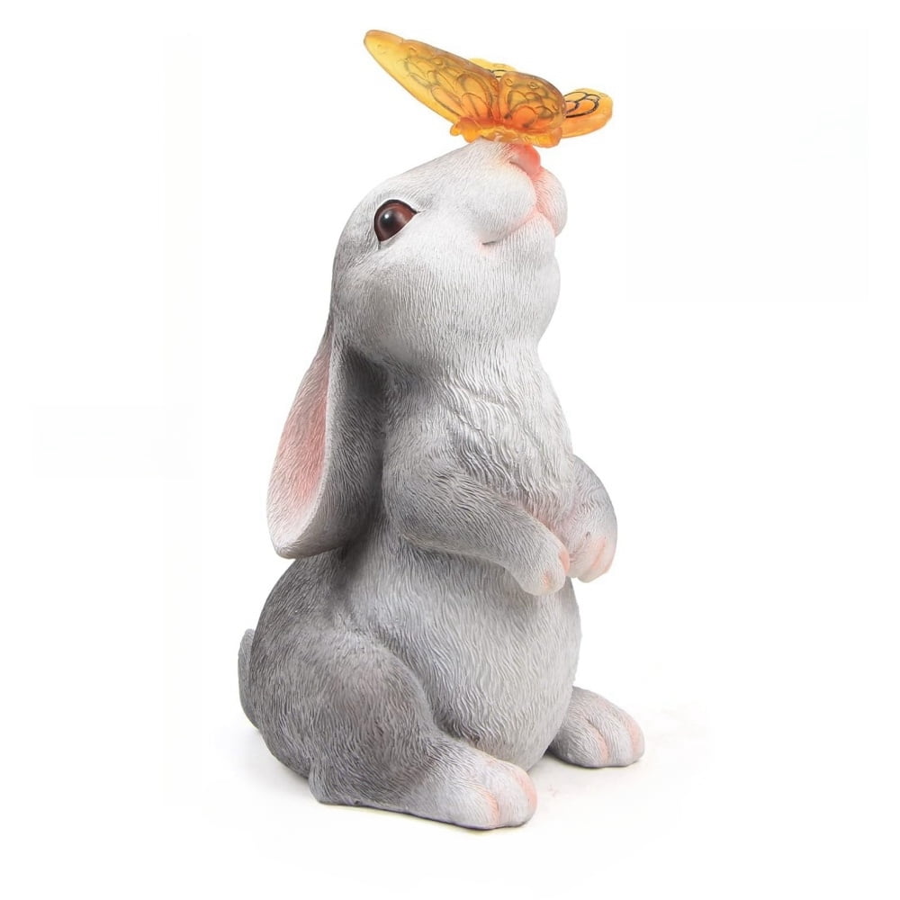 Chen Yuming Solar Bunny Statue Garden Decor with Butterfly LED Light ...