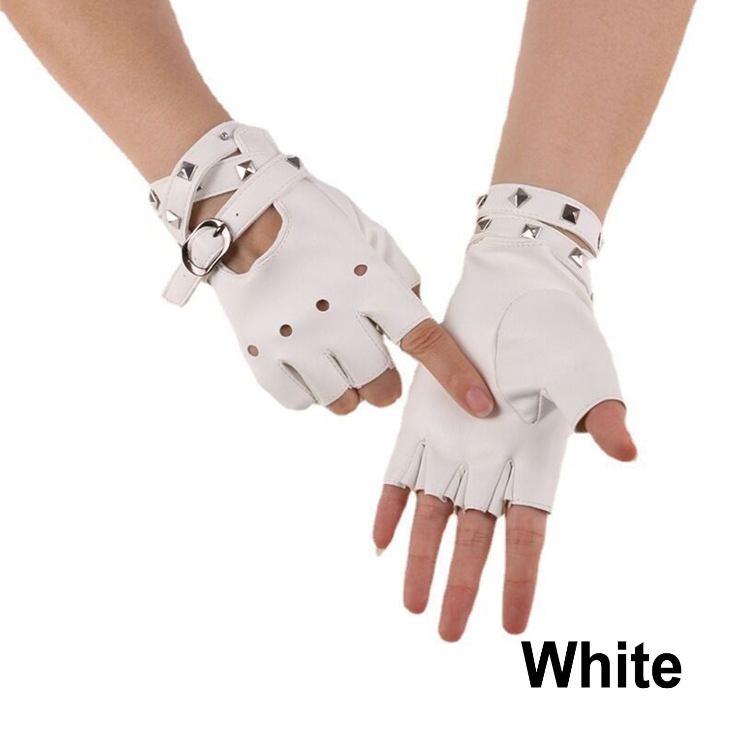 Chen Yuming Unisex Fingerless Driving PU Leather Gloves Motor Cool ...