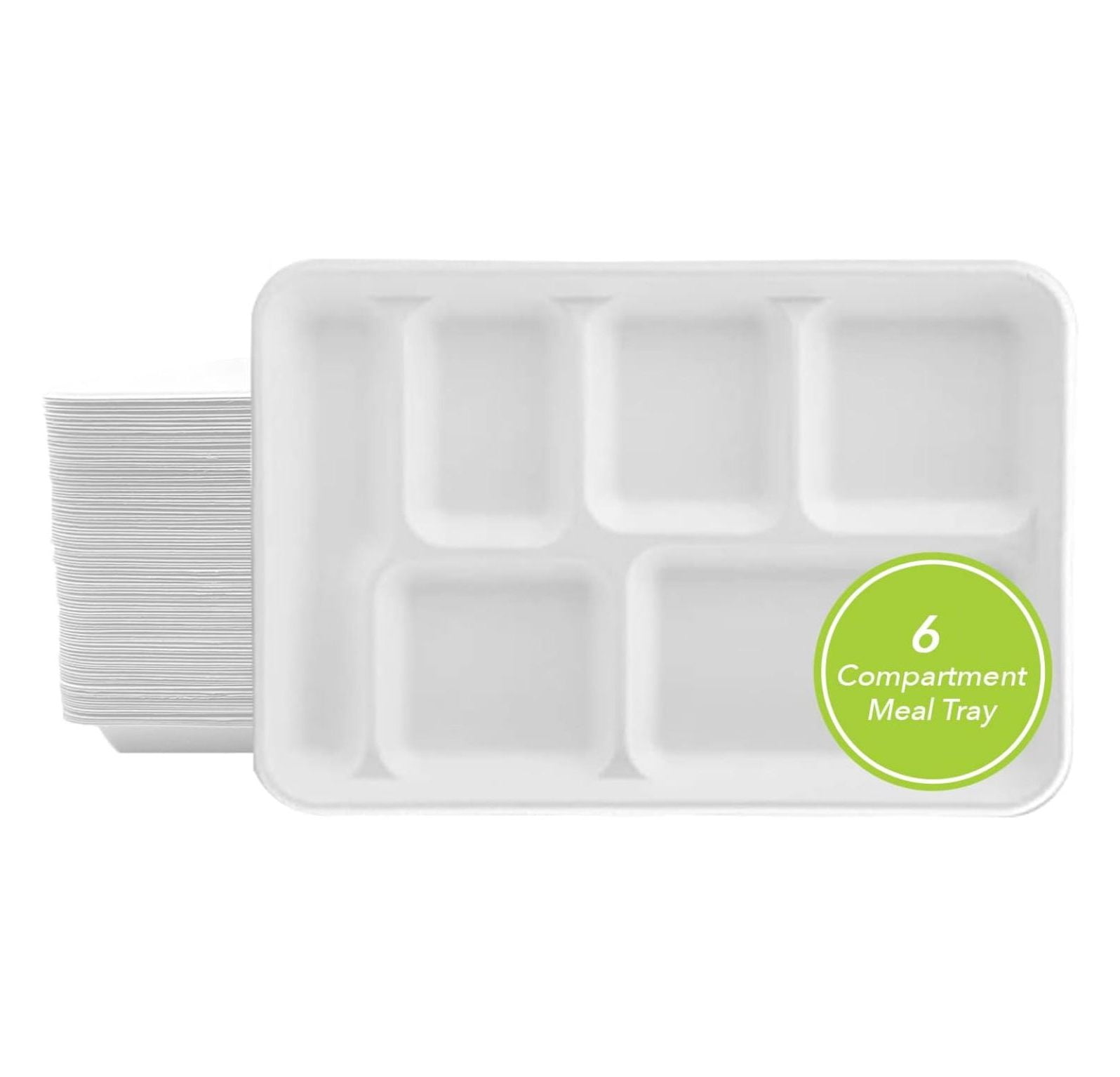 Chen xin 6 COMPARTMENT BAGASSE TRAY 150 Ct. Heavy-Duty- Super Strong ...