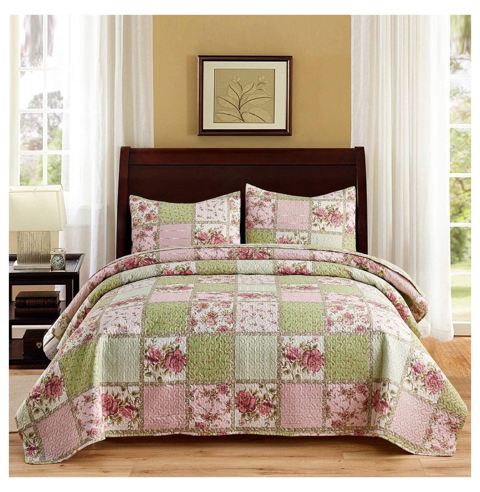 Chen xin King Quilt Set, 3-Piece Quilt Sets with 2 Pillow Shams - Boho ...