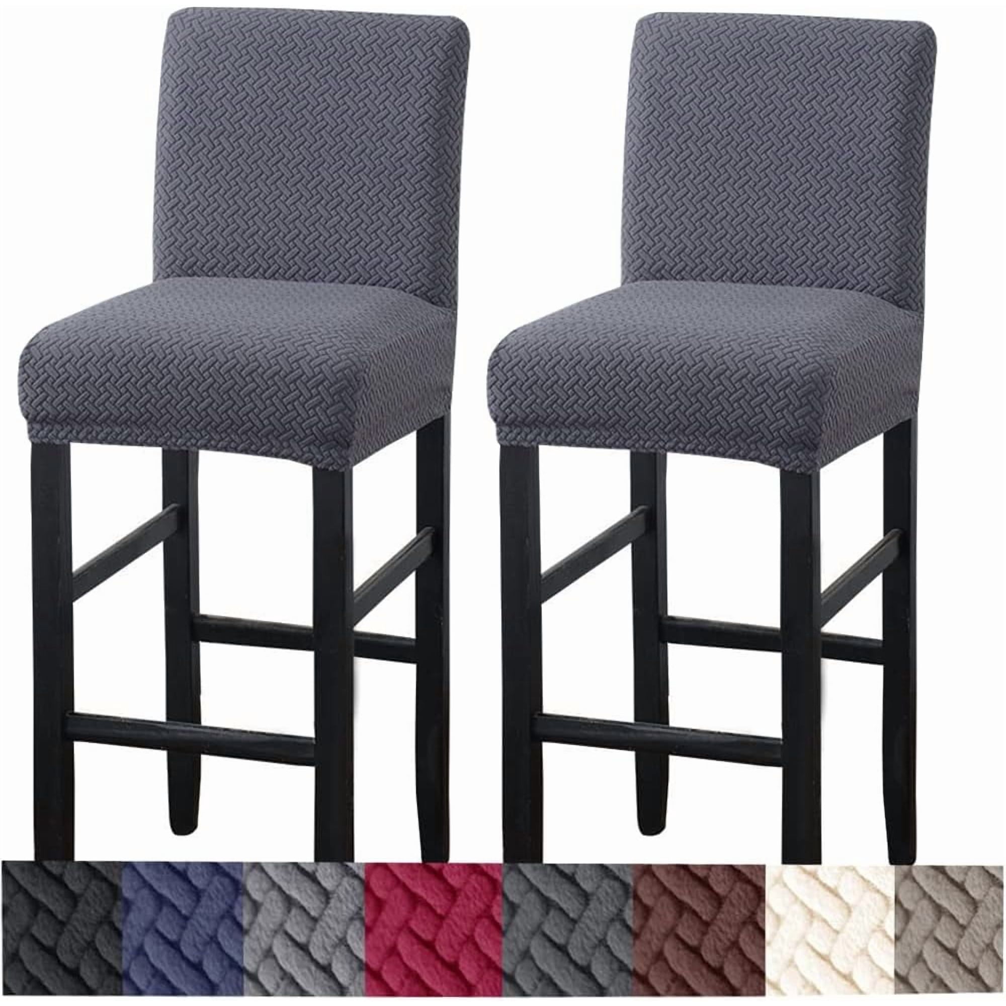 ChenDabinshopp Dark Gray Stretch Bar Stool Covers with Backs (2 Pack ...