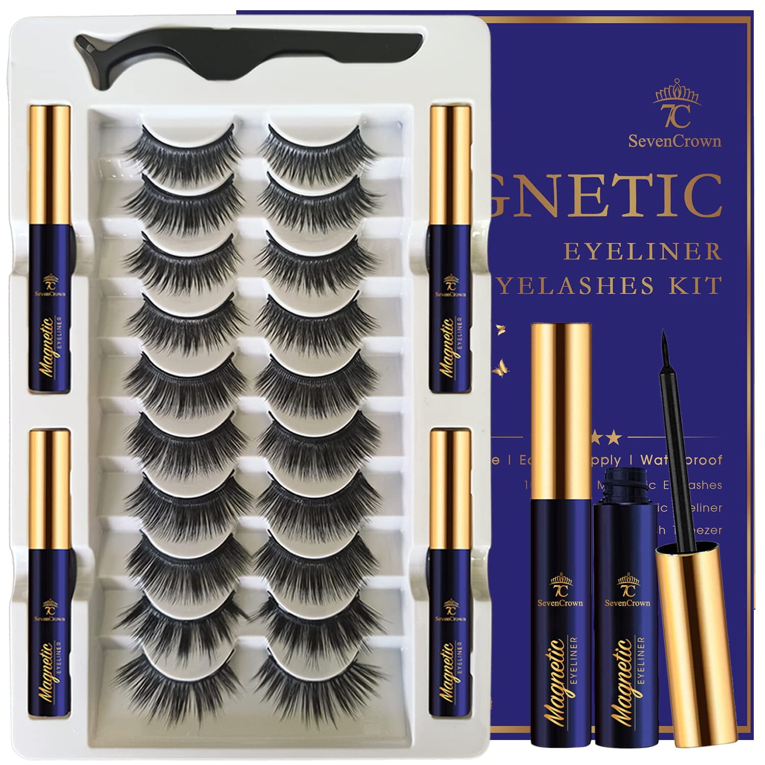 Chene 3D Magnetic Eyelashes with Eyeliner Kit - Magnetic Lashes Natural ...