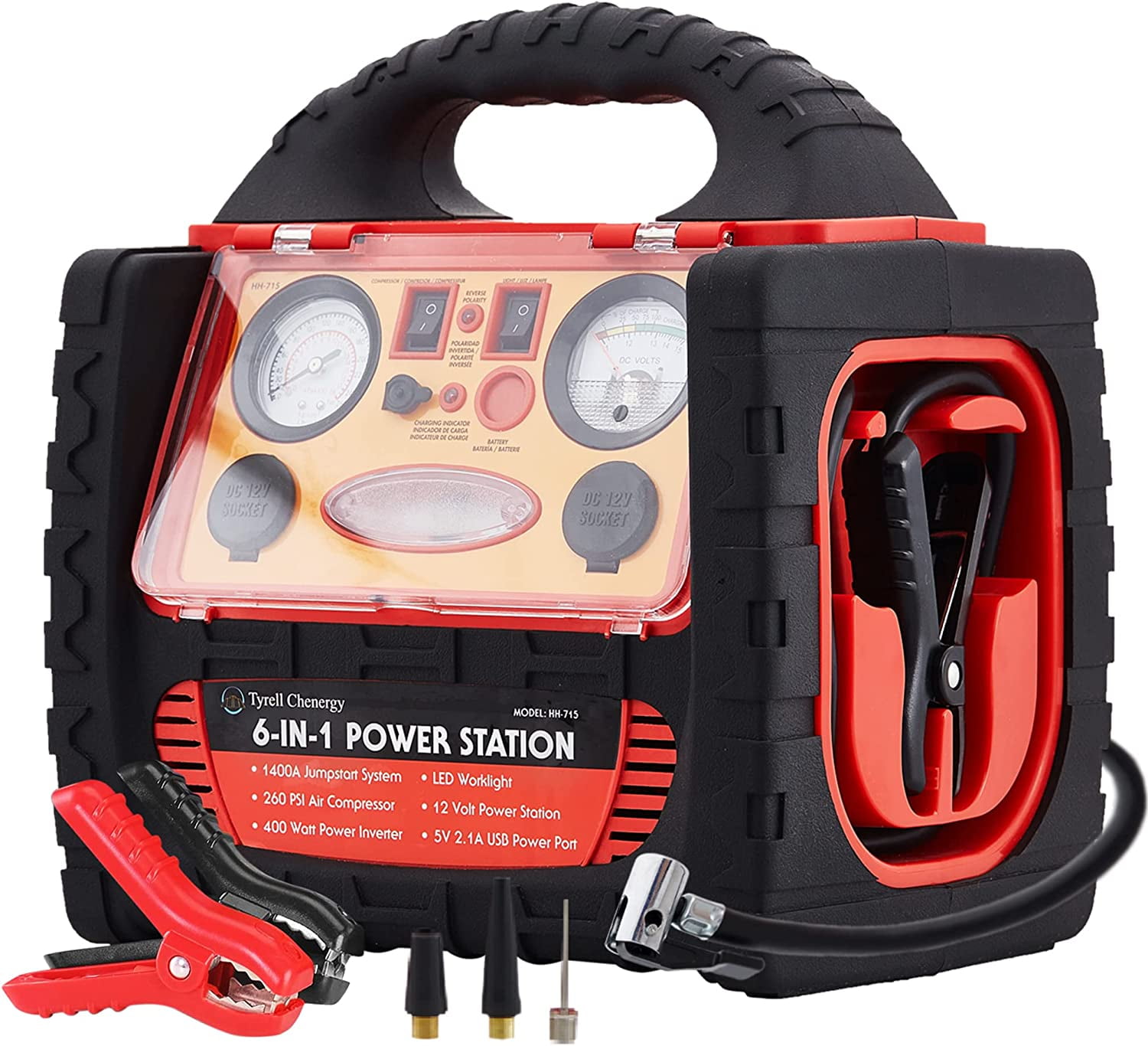 Chenergy 1400 Peak Amp Portable Power Station Jump Starter with 260 PSI ...