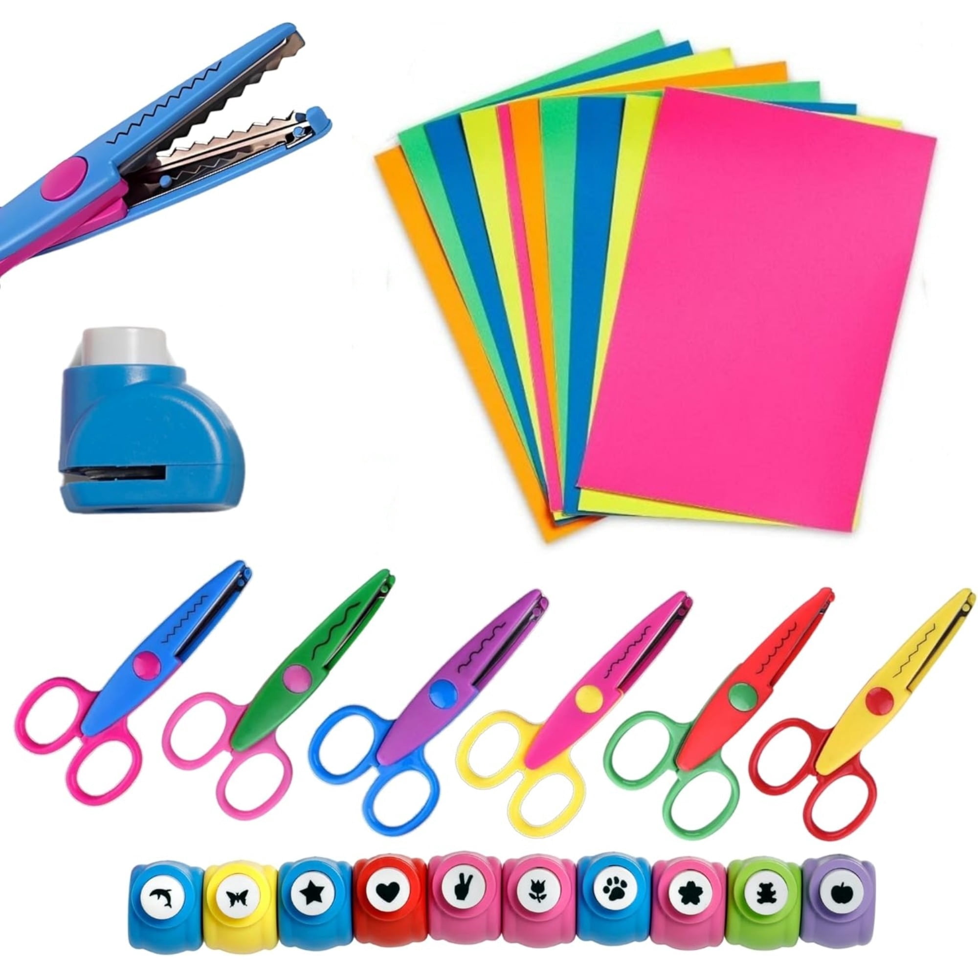 Chenfeng Craft Punch Set, Decorative Edge Scissors, Shape Hole Punchers ...