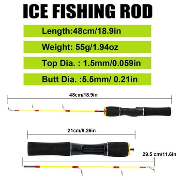 Goture Twin-Tip Ice Fishing Rod, High Visibility Ultralight Ice Fishing ...