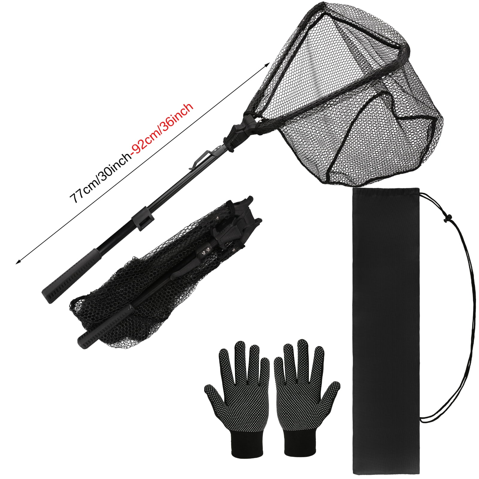 ChengZhiqiangqqwq Folding Fishing Net With Non-Slip Gloves Storage Bag ...