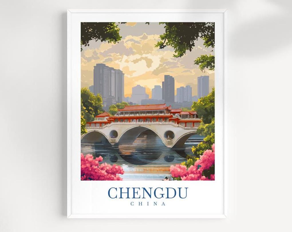 Chengdu Art Travel Print Wall Art China Wall Hanging Home Décor Gift ...