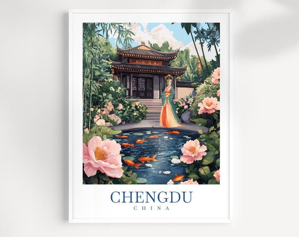 Chengdu Art Travel Print Wall Art China Wall Hanging Home Décor Gift ...