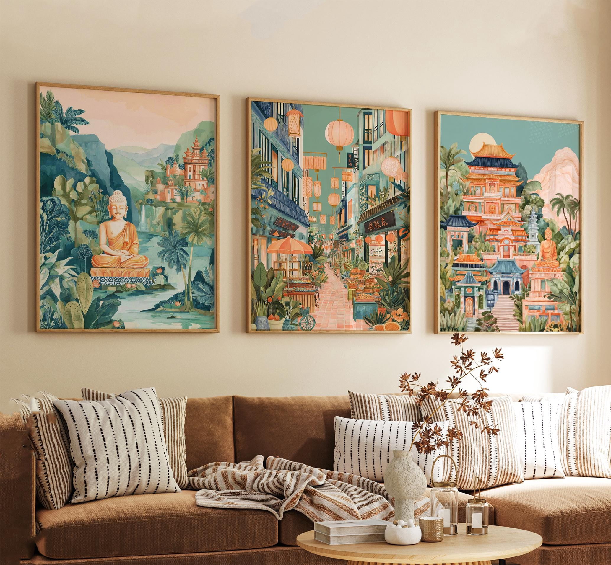 Chengdu China Poster Vintage Inspired City Landscape Wall Art Neutral ...