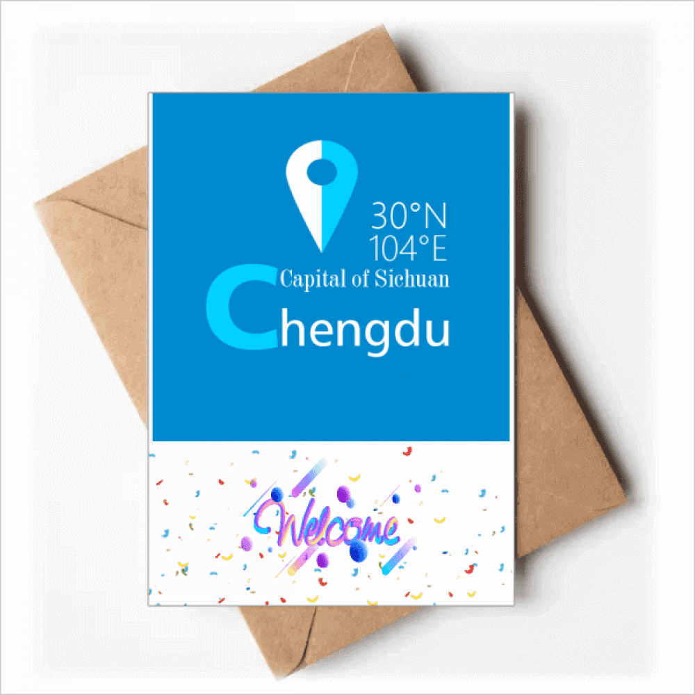 Chengdu Geography Coordinates Travel Welcome Back Greeting Cards ...