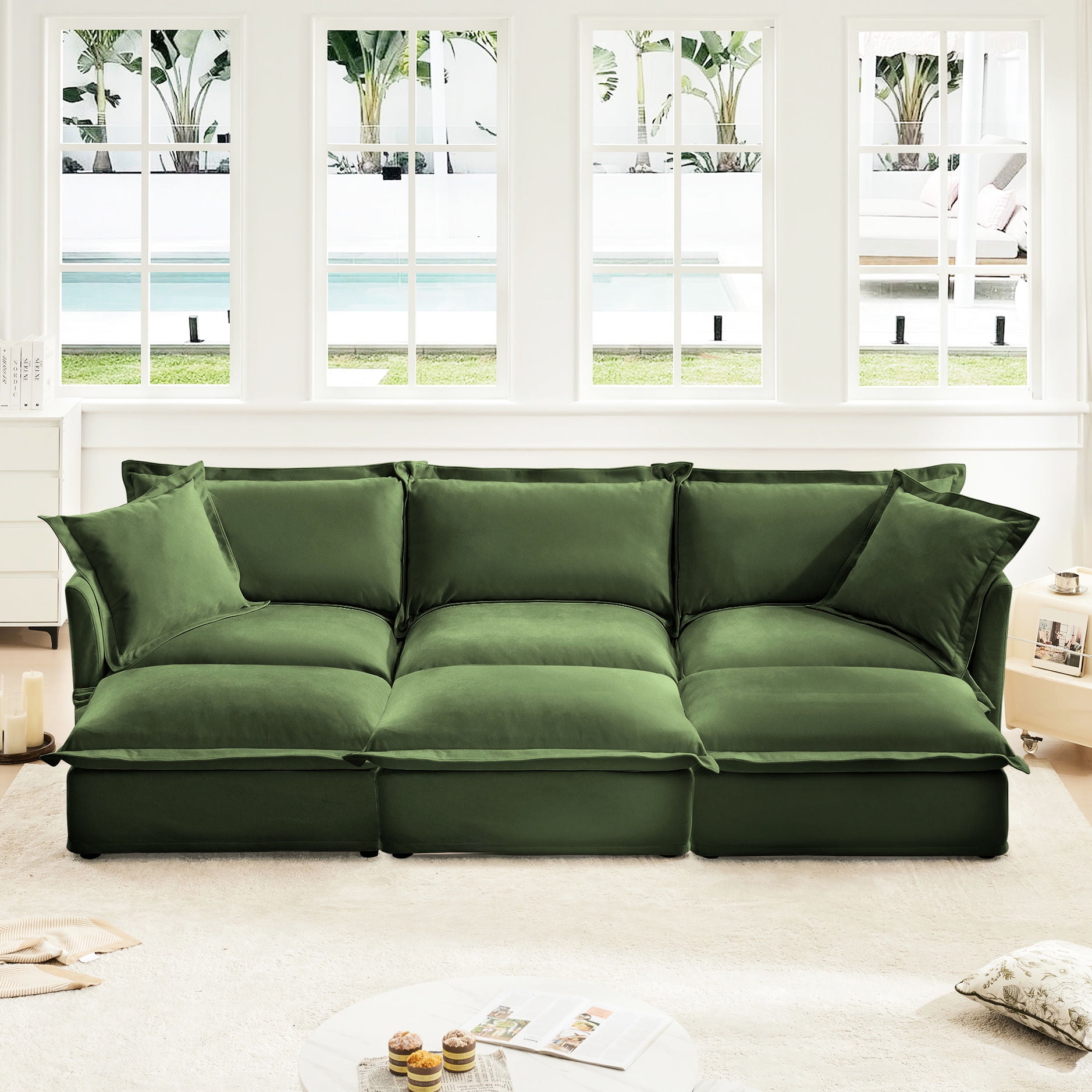 Chenille 3-seater sofa with removable covers / Flexible combinations ...