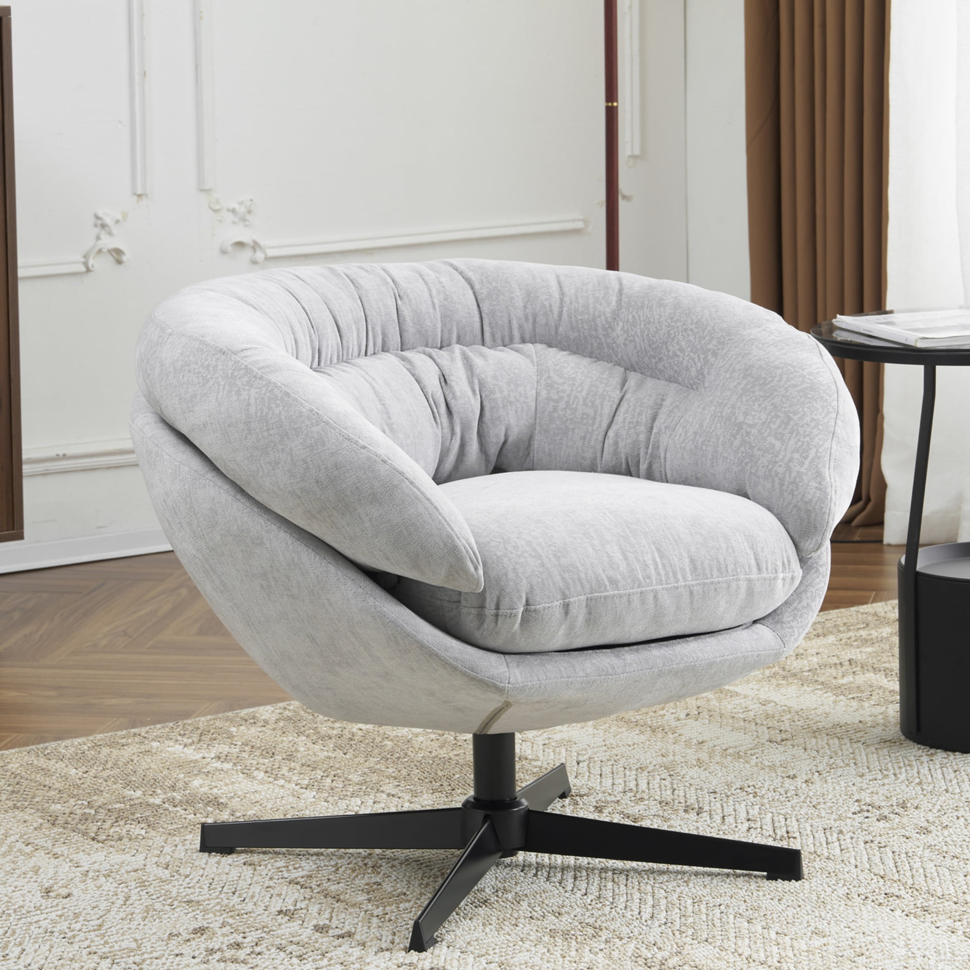 Chenille 360° Swivel Chair Modern Office/Lounge Chair with Removable ...