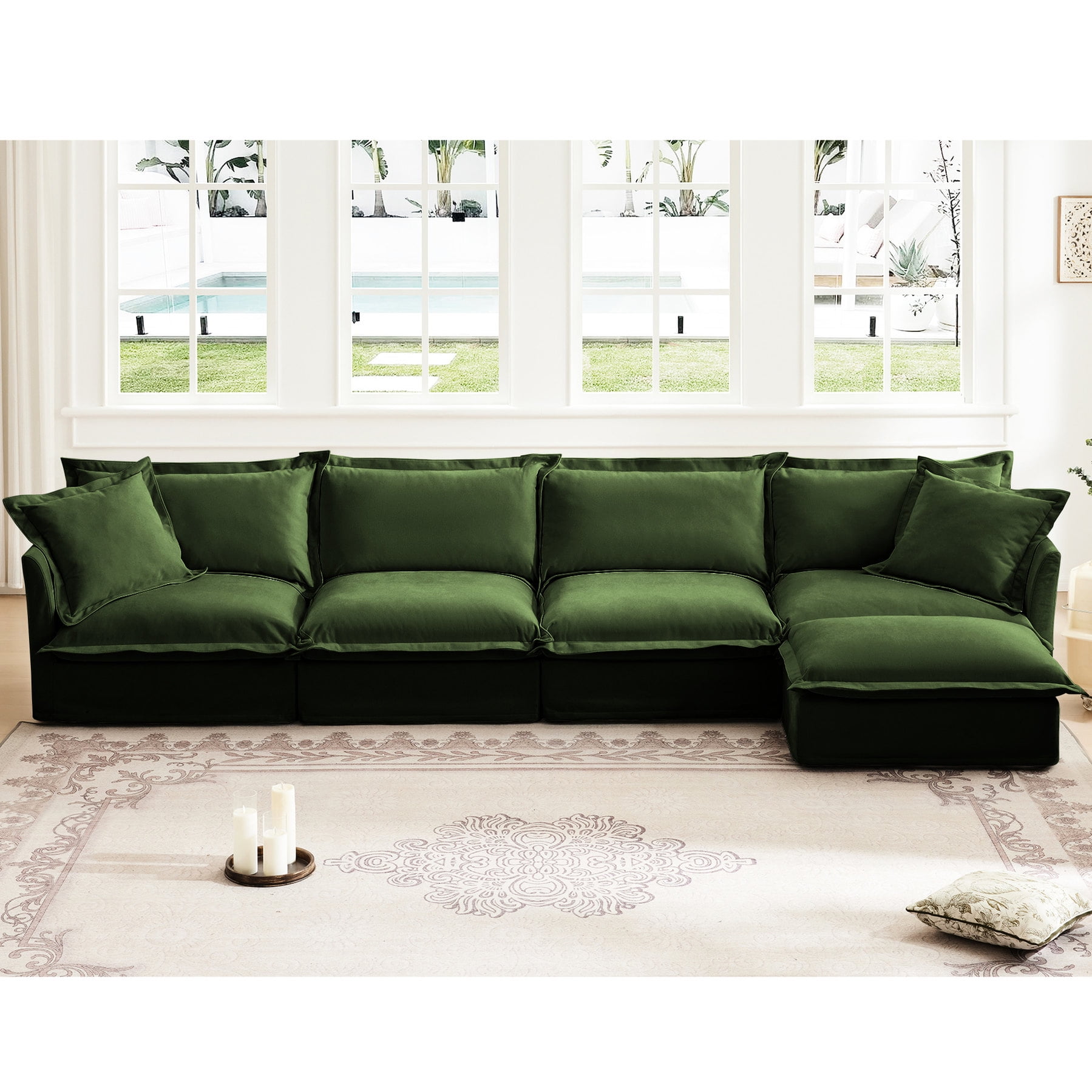 Chenille 4 Seat L Shape Sofa with Resilient Filling for Superior ...