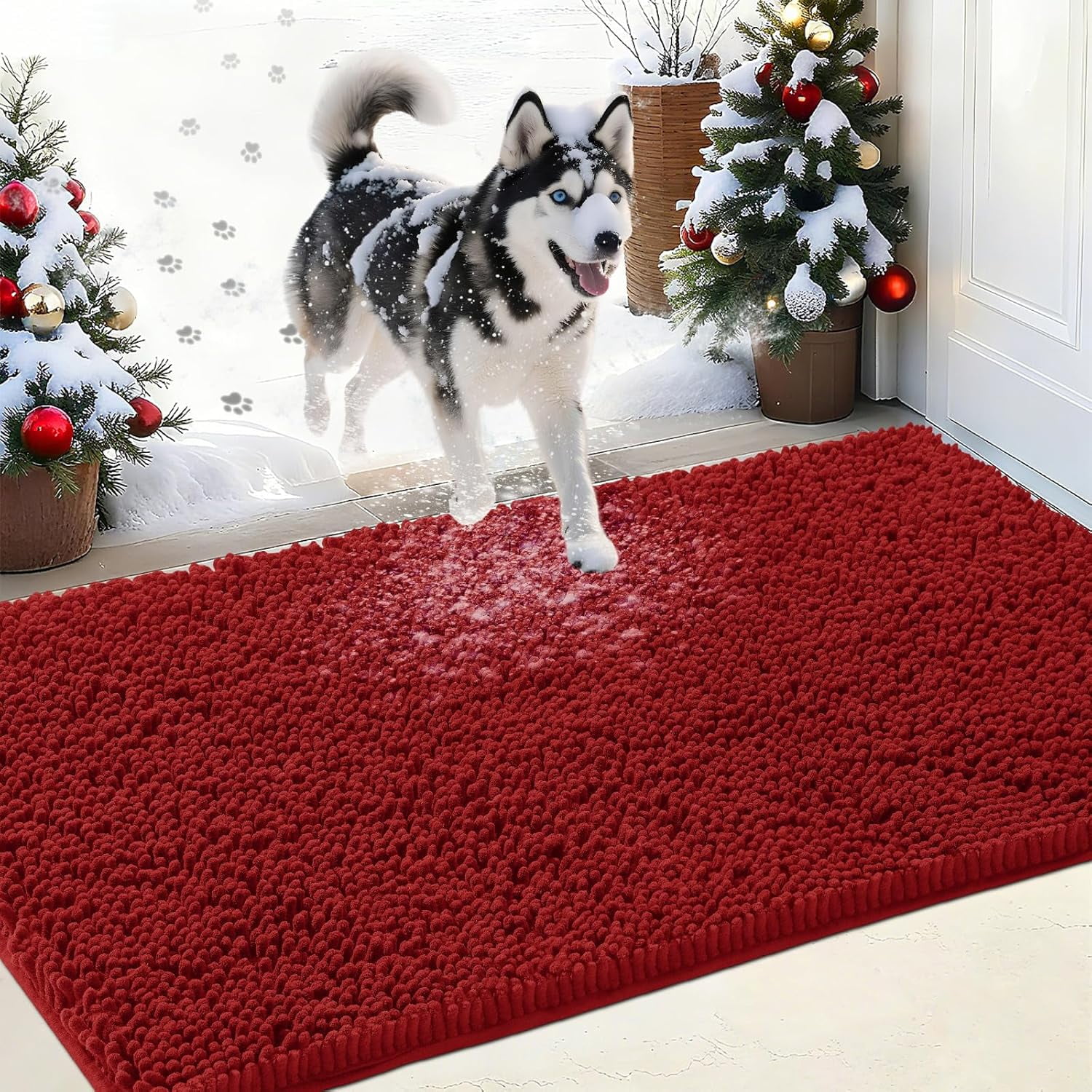 HAKUNA Chenille Absorbent Outdoor Doormat 30" x 20", Washable Muddy ...