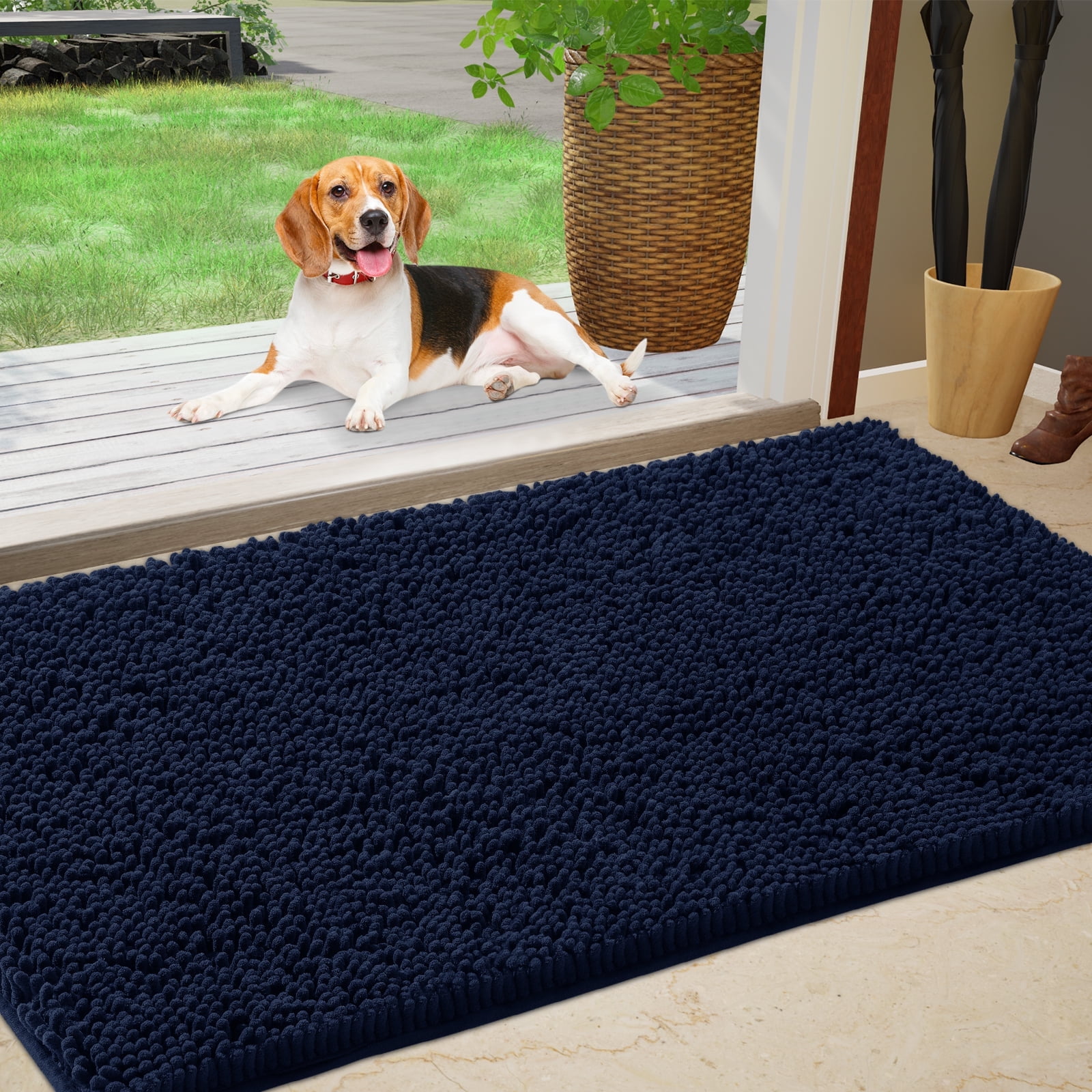 Chenille Absorbent Outdoor Doormat 36" x 24", Washable Muddy Door Mats ...