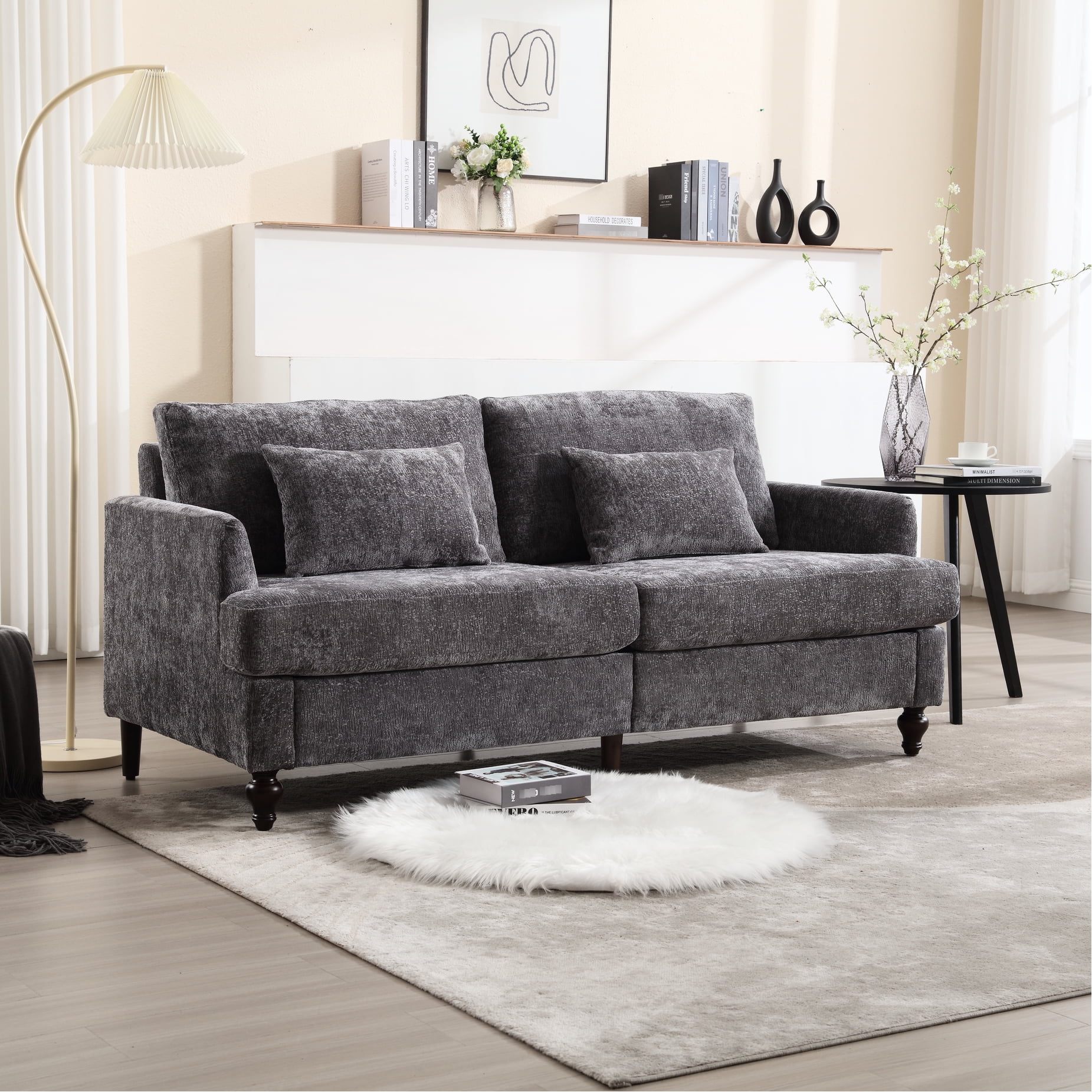 Chenille Couch With Foam Seat Fill - Brown Legs For Bedroom, Living ...