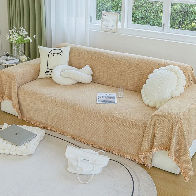 Chenille Cream Sofa Cover Cloth Towel Four Seasons Universal Simple ...