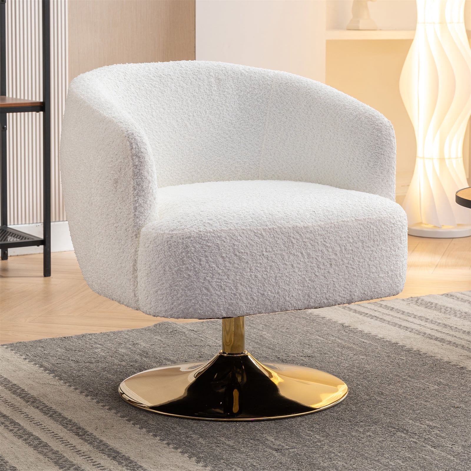 Chenille Fabric Accent Swivel Chair, Modern 360 Degreen Swivel Barrel ...