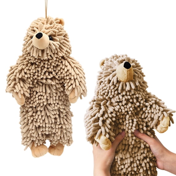 Chenille Hand Towel, Bear Fuzzy Ball Hand Towels, 3D Cute Animals Soft ...