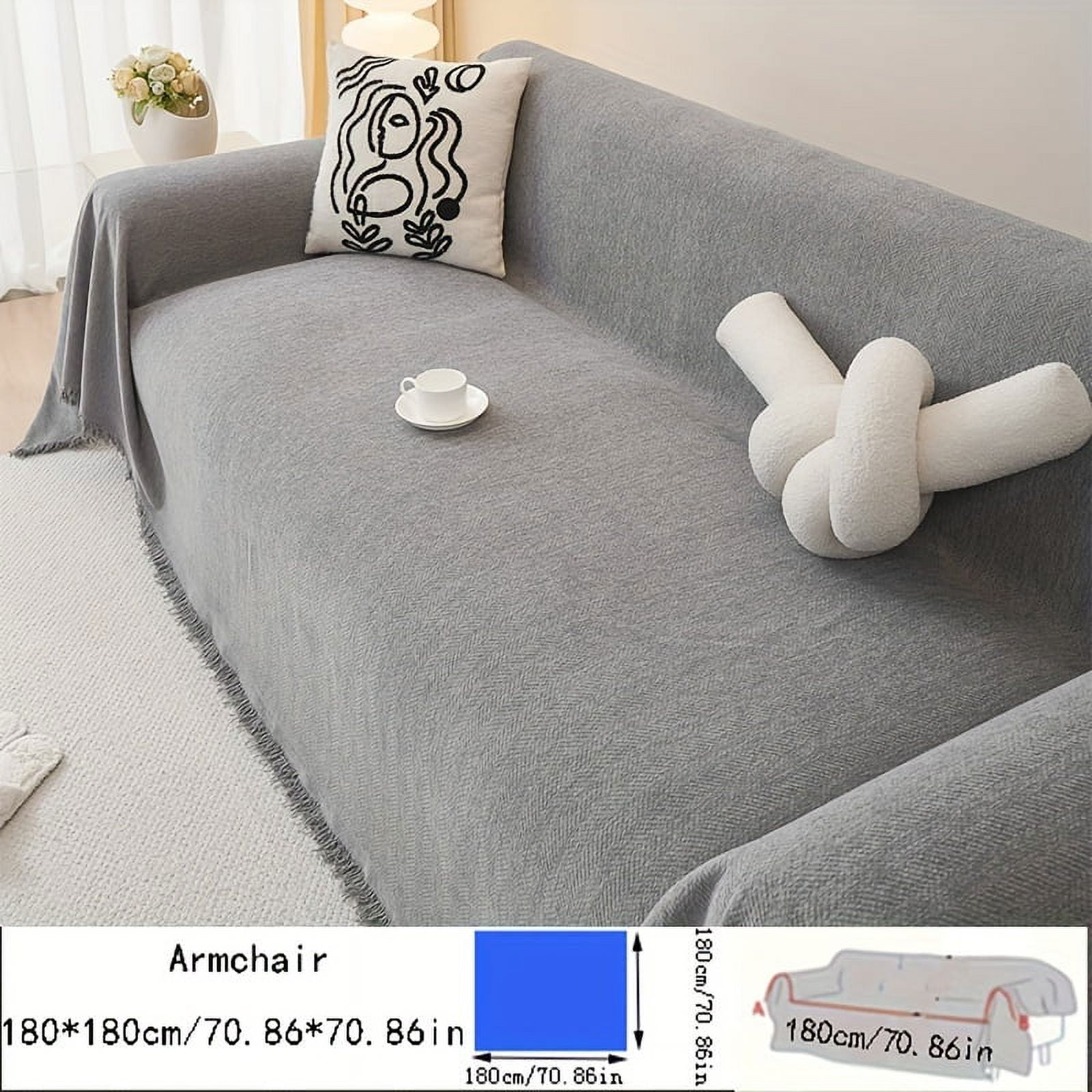 Chenille Herringbone Sofa Cover | All-Season Fabric Protector for Sofas ...