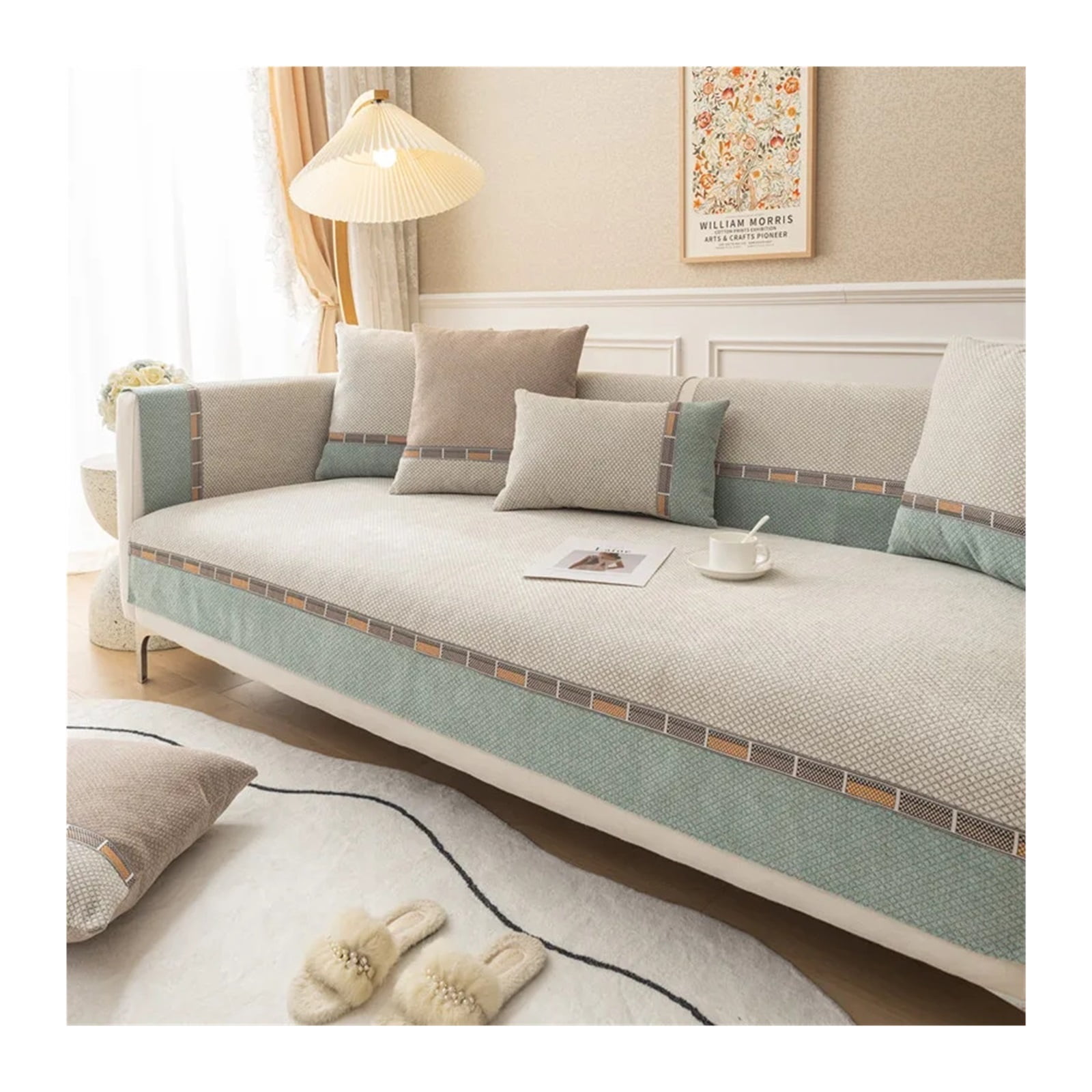 Chenille Lattice Sofa Cover Washable Non-slip Sofas Towel Couch Covers ...