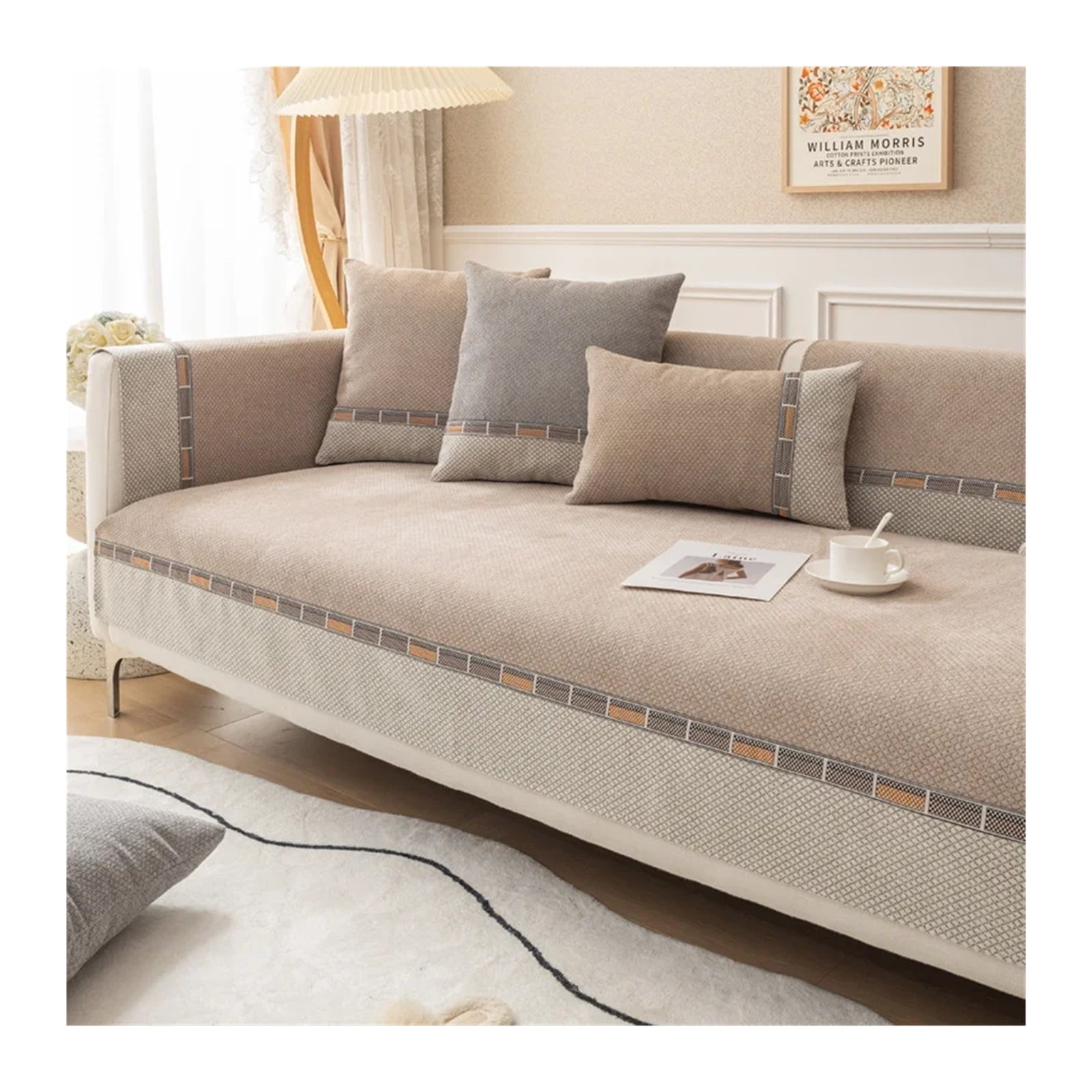 Chenille Lattice Sofa Cover Washable Non-slip Sofas Towel Couch Covers ...