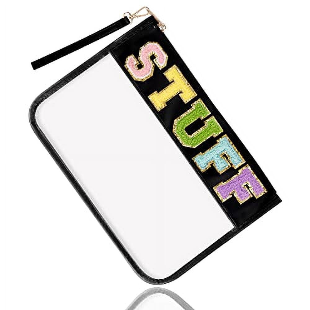 Chenille Letter Clear Bag Stuff Purse Pouch, Monogram PVC & PU Clear ...
