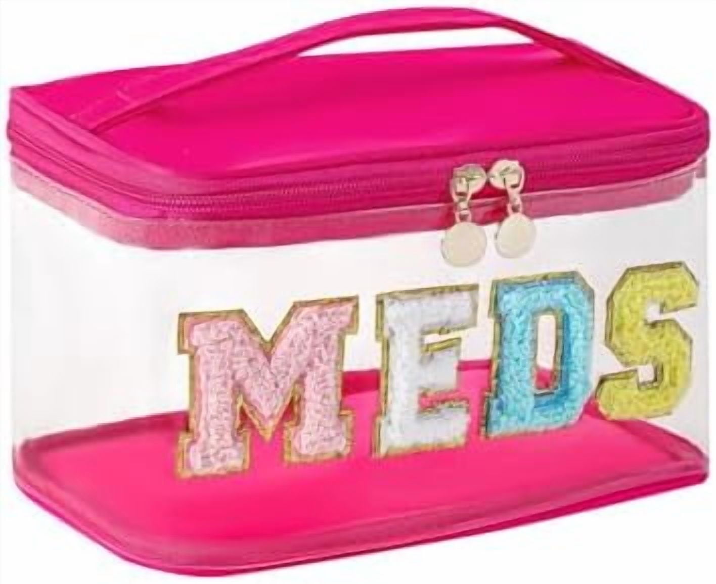 Chenille Letter Clear Medicine Makeup Bag, Large Size Waterproof Nylon ...