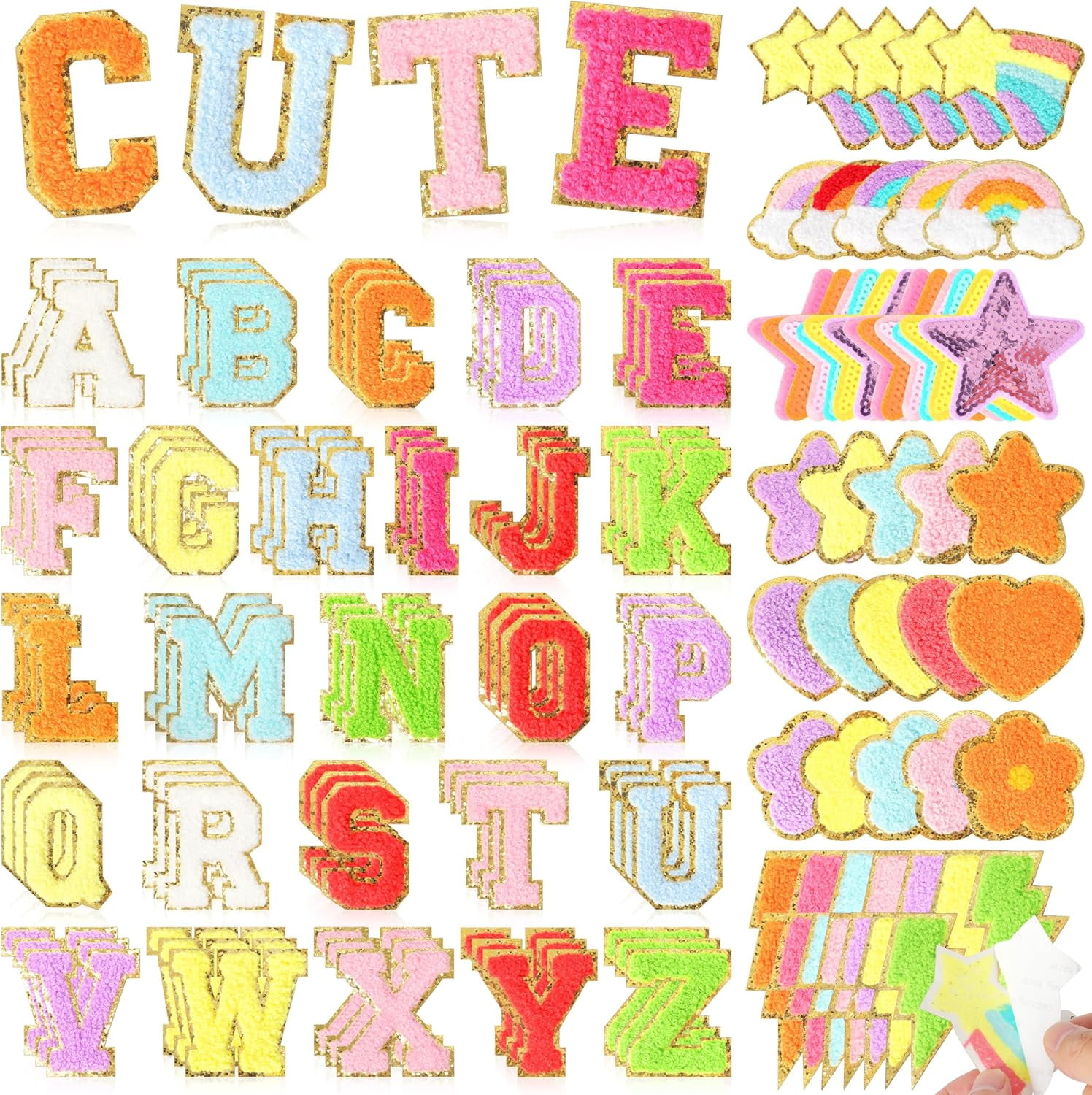 Chenille Letter Patches Self-Adhesive for Clothing: Preppy 129PCS ...