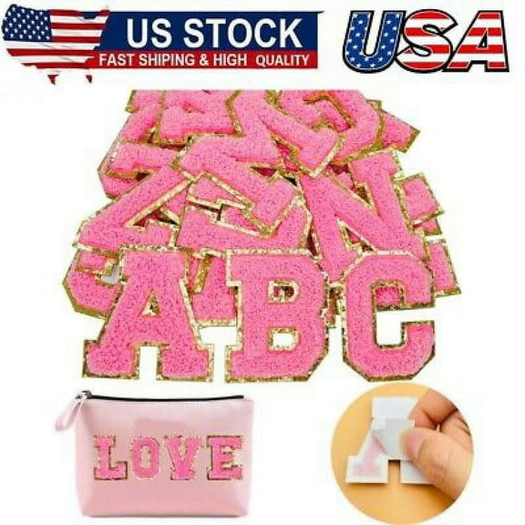 3 Pack Chenille Iron On Glitter Varsity Letter "L" Patches - White ...
