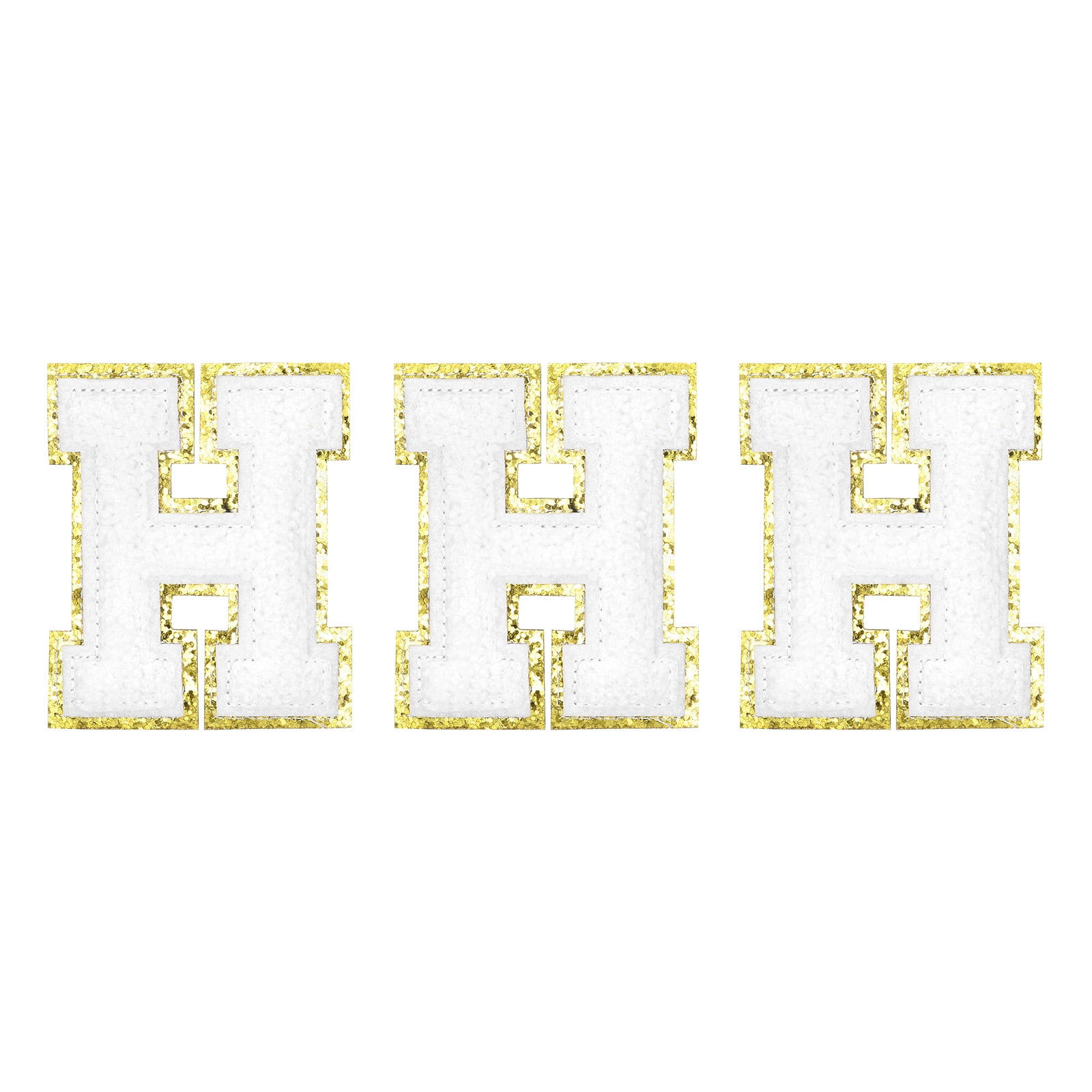 Chenille Letters H Patches Large Size 80mm/3.15 Inch Golden Glitter for ...