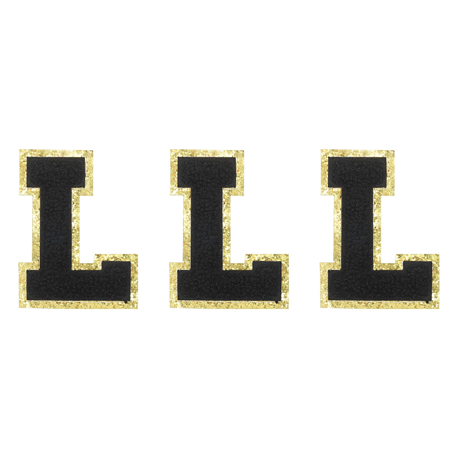 Chenille Letters L Patches Large Size 80mm/3.15 Inch Golden Glitter for ...