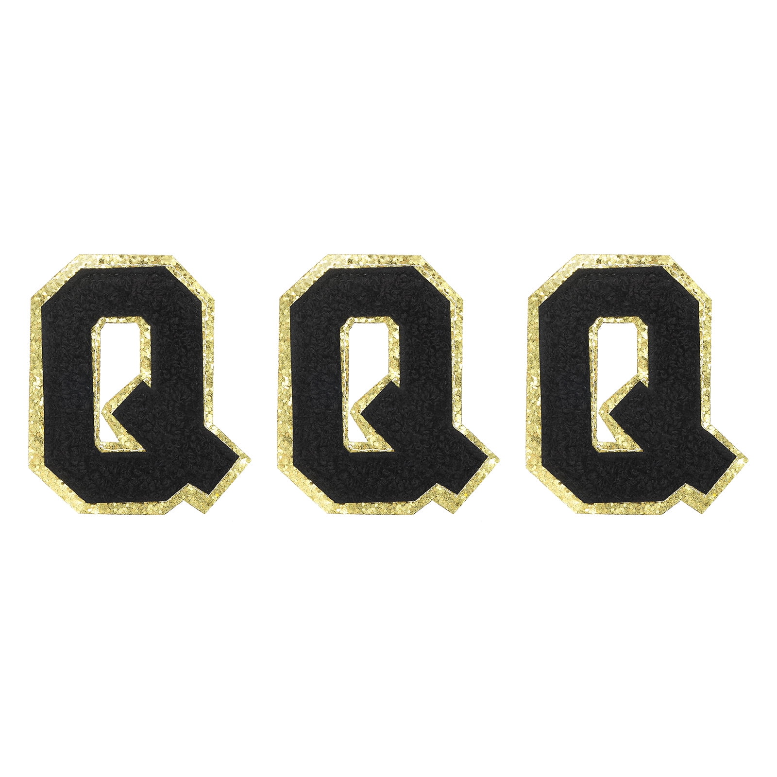 Chenille Letters Q Patches Large Size 83mm/3.27 Inch Golden Glitter for ...