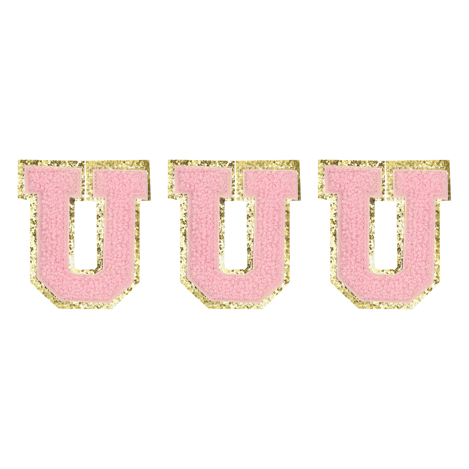 Chenille Letters U Patches Large Size 80mm/3.15 Inch Golden Glitter for ...