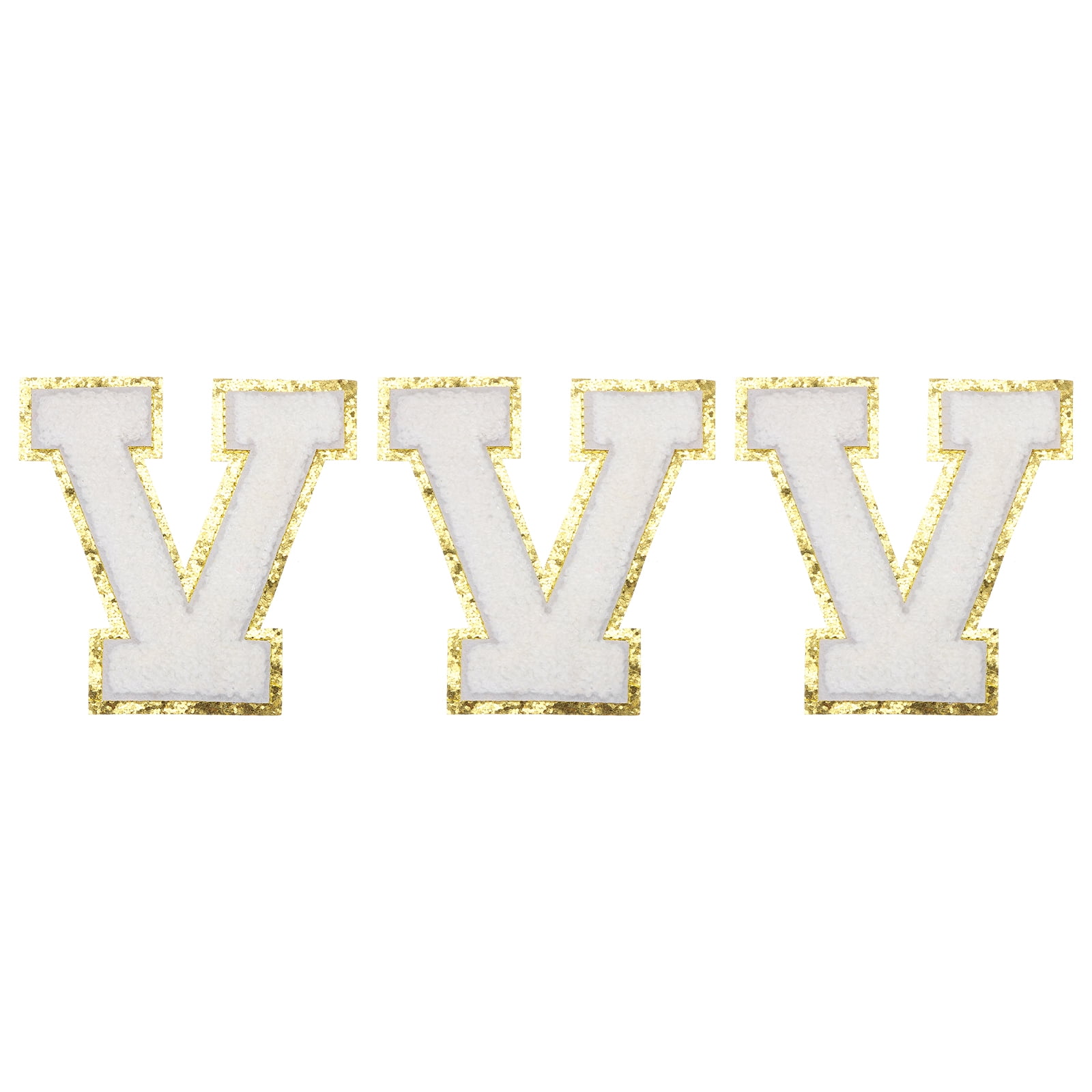 Chenille Letters V Patches 4-1/2 Inch Iron on Letters V Patches Golden ...