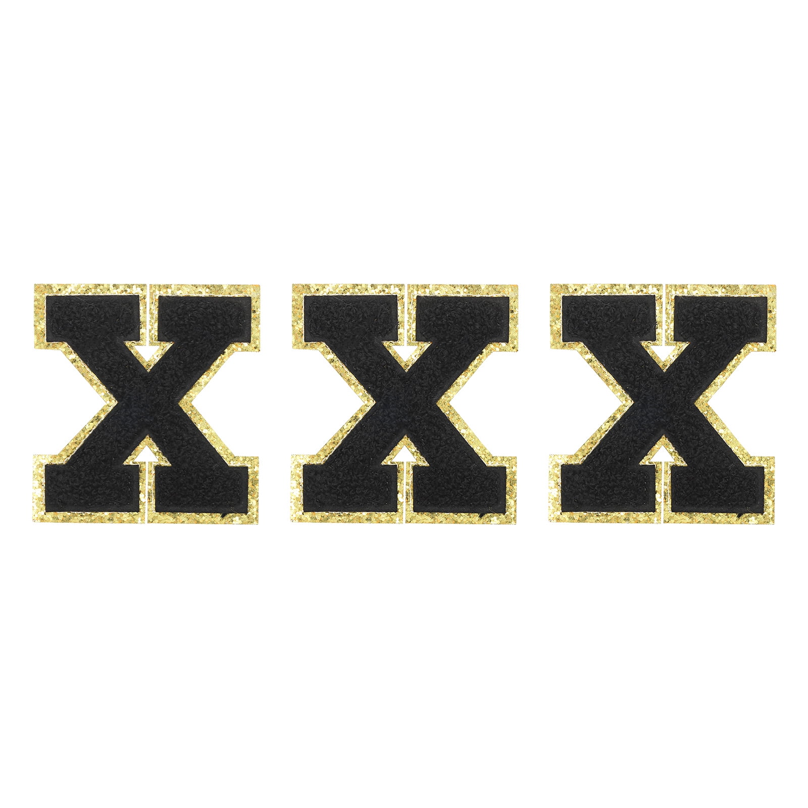 Chenille Letters X Patches Large Size 80mm/3.15 Inch Golden Glitter for ...