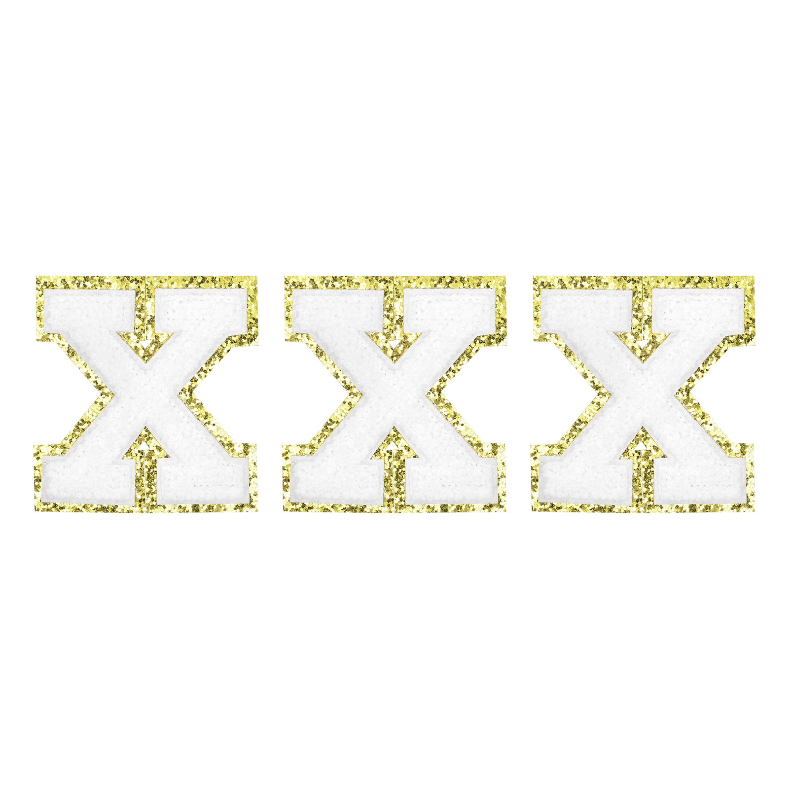 Chenille Letters X Patches Large Size 80mm/3.15 Inch Golden Glitter for ...