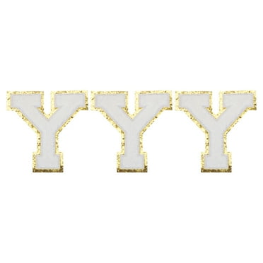 Chenille Stitch Varsity Iron-On Patch by pc, 4-1/2", White/Black, TR ...