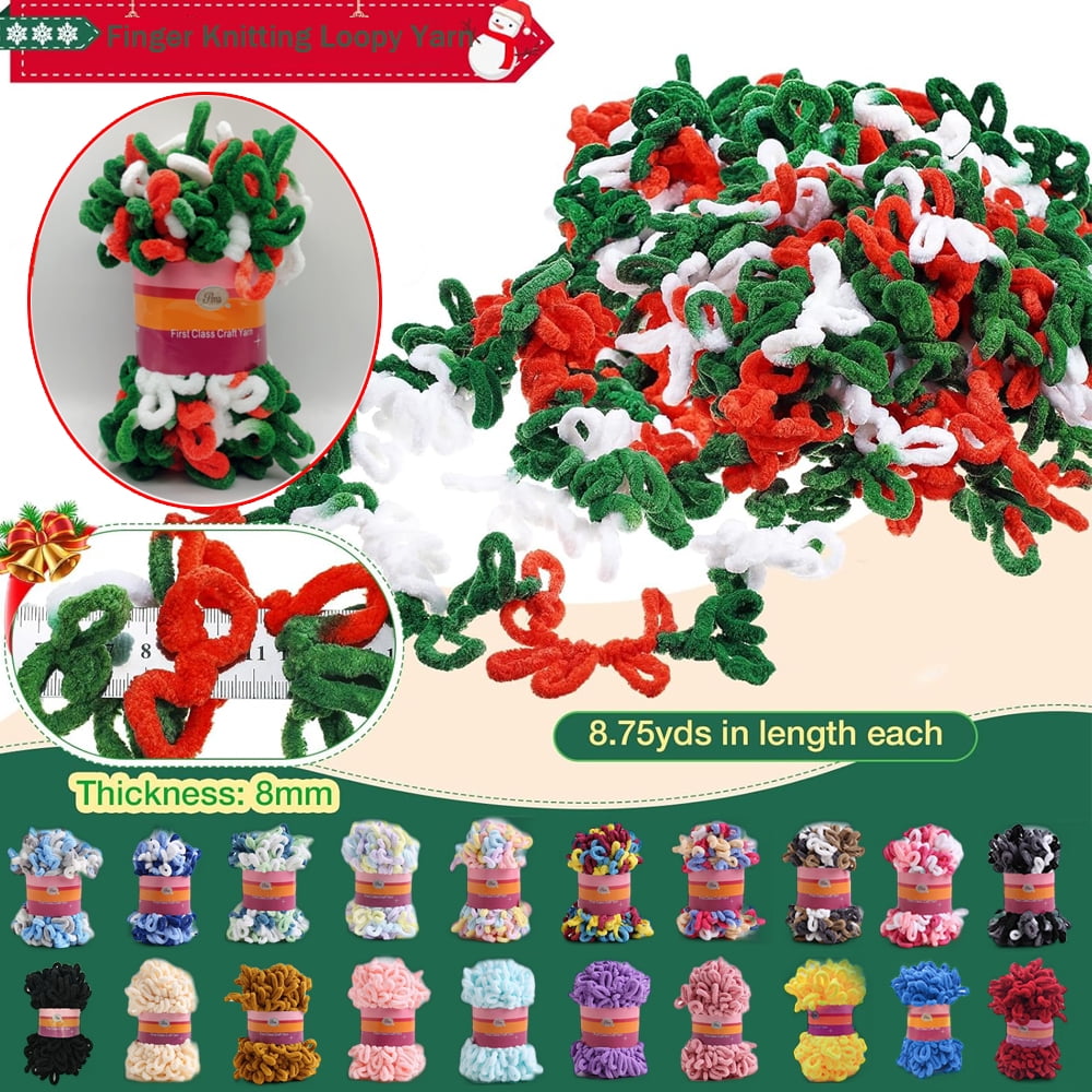 Chenille Loop Yarn, Puffy Yarn Chunky Craft Finger Knitting Loopy Yarn ...