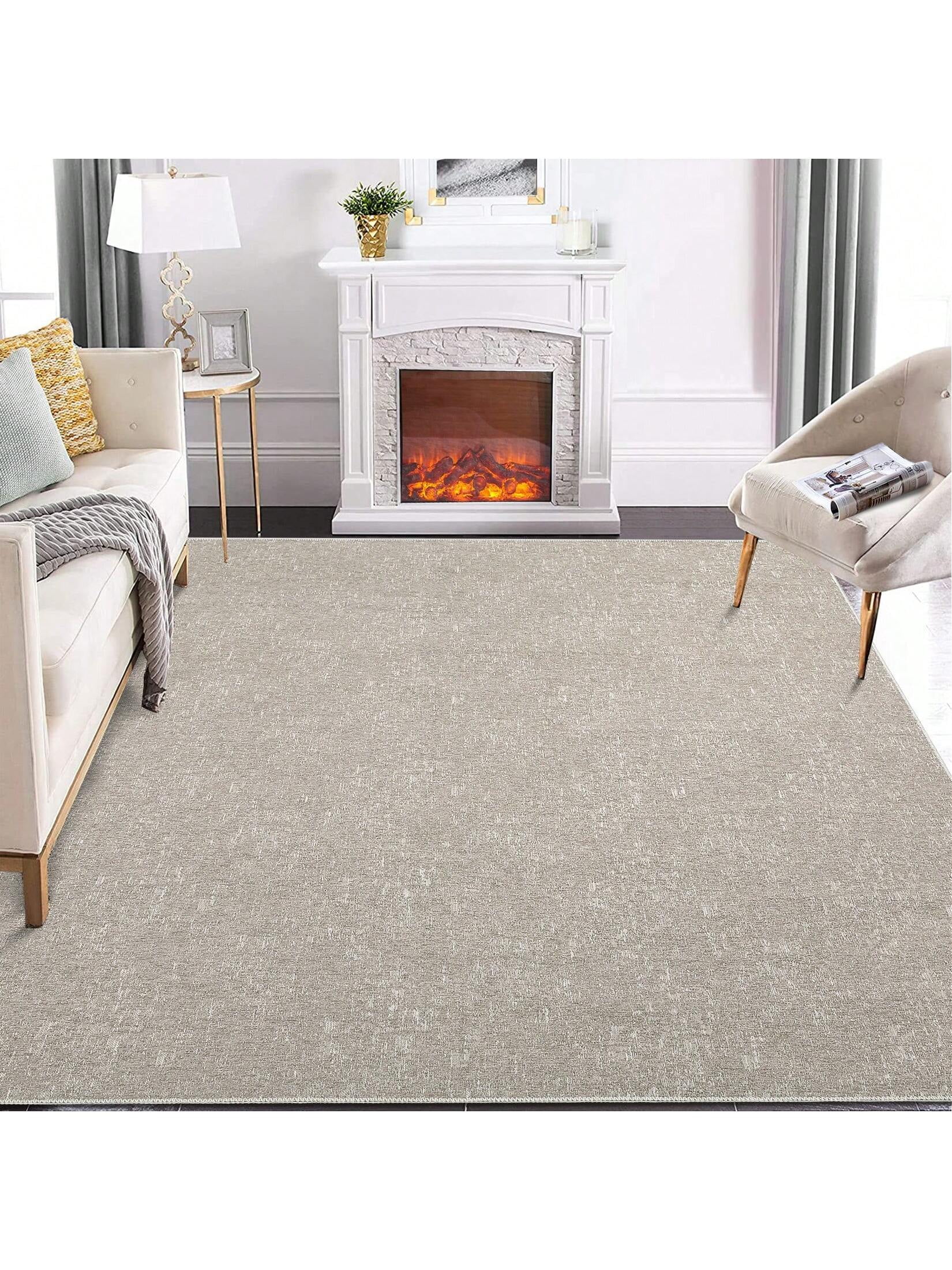 Chenille Modern Solid Color Printed Area Rug Machine Washable Non Slip ...