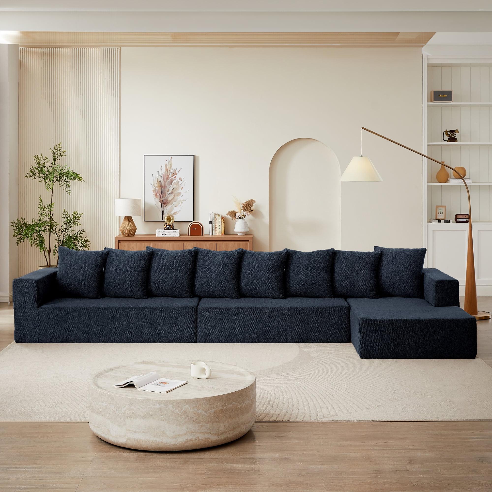 Chenille Modular Sofa: Modern Upholstered Sectional Couch with Plush ...