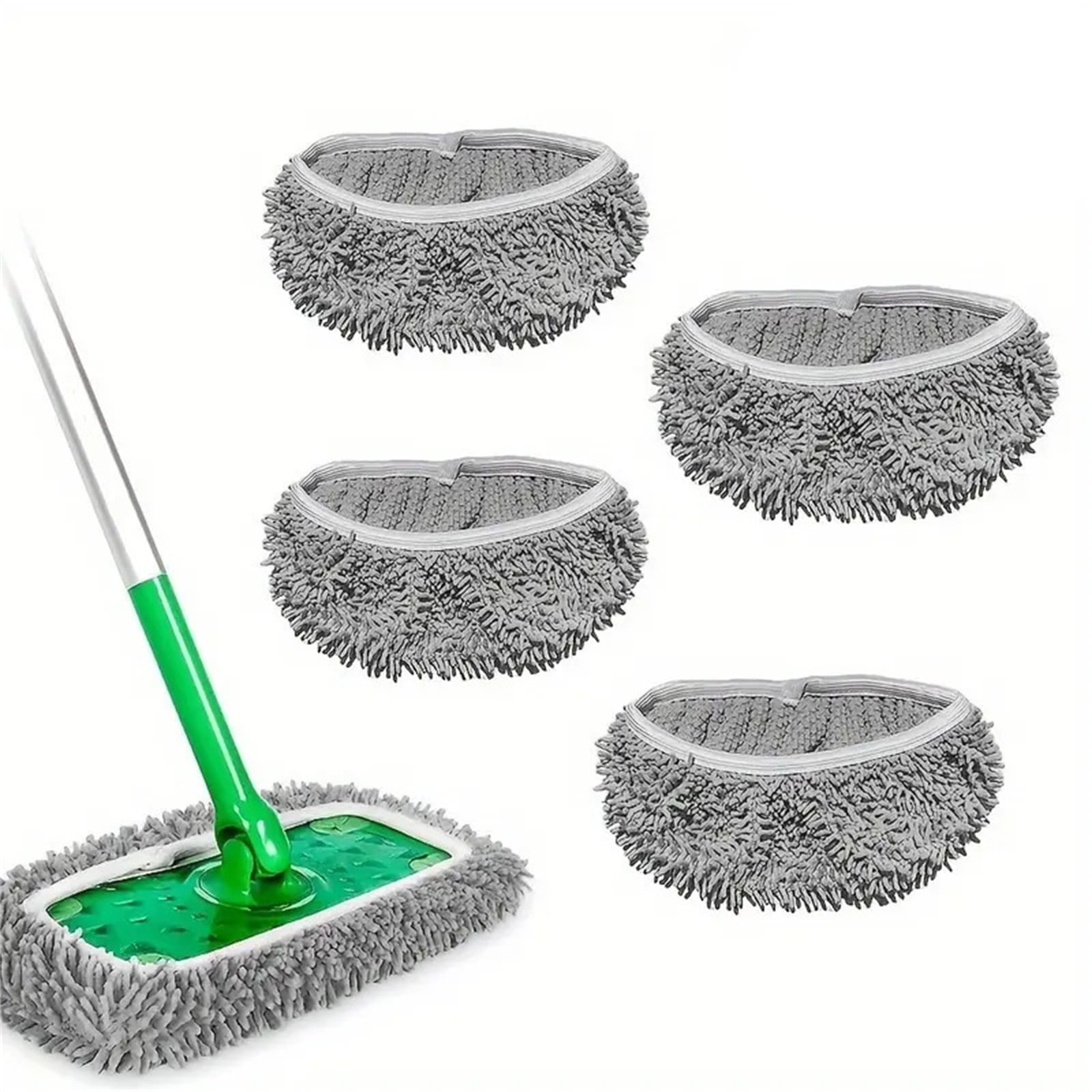 Chenille Mop Refill Pads for Home Use, 4-Pack Reusable Mop Pads with ...