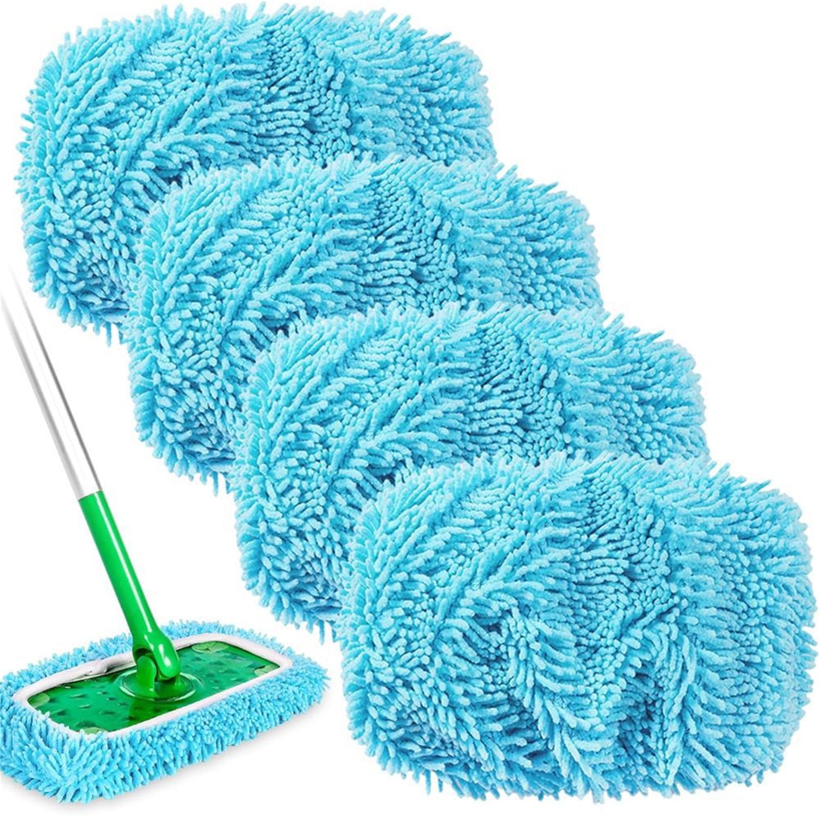 Chenille Mop Refill Pads for Home Use, 4-Pack Reusable Mop Pads with ...