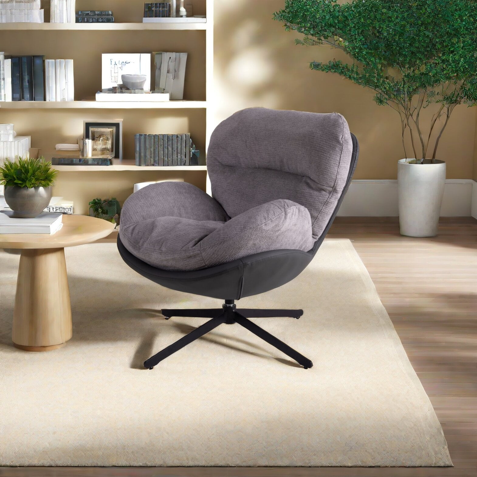 Chenille Office Chair, 360° Swivel Club Chair/Accent Chair with ...