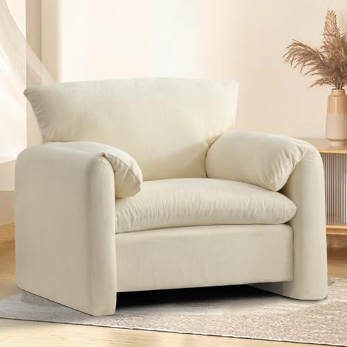 Chenille Oversized Armchair, 38.6” Wide Reading Accent Chair for Adults ...