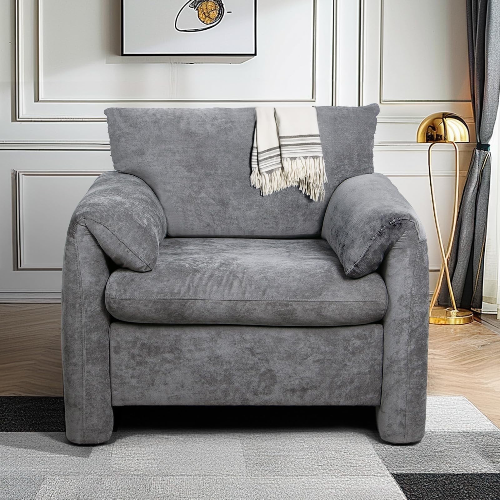 Chenille Oversized Armchair-Modern Accent Chair & Single Sofa Lounge ...
