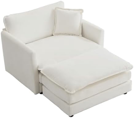 Chenille Oversized Chair with Ottoman - 41.4”W Big Comfy Accent Chair ...