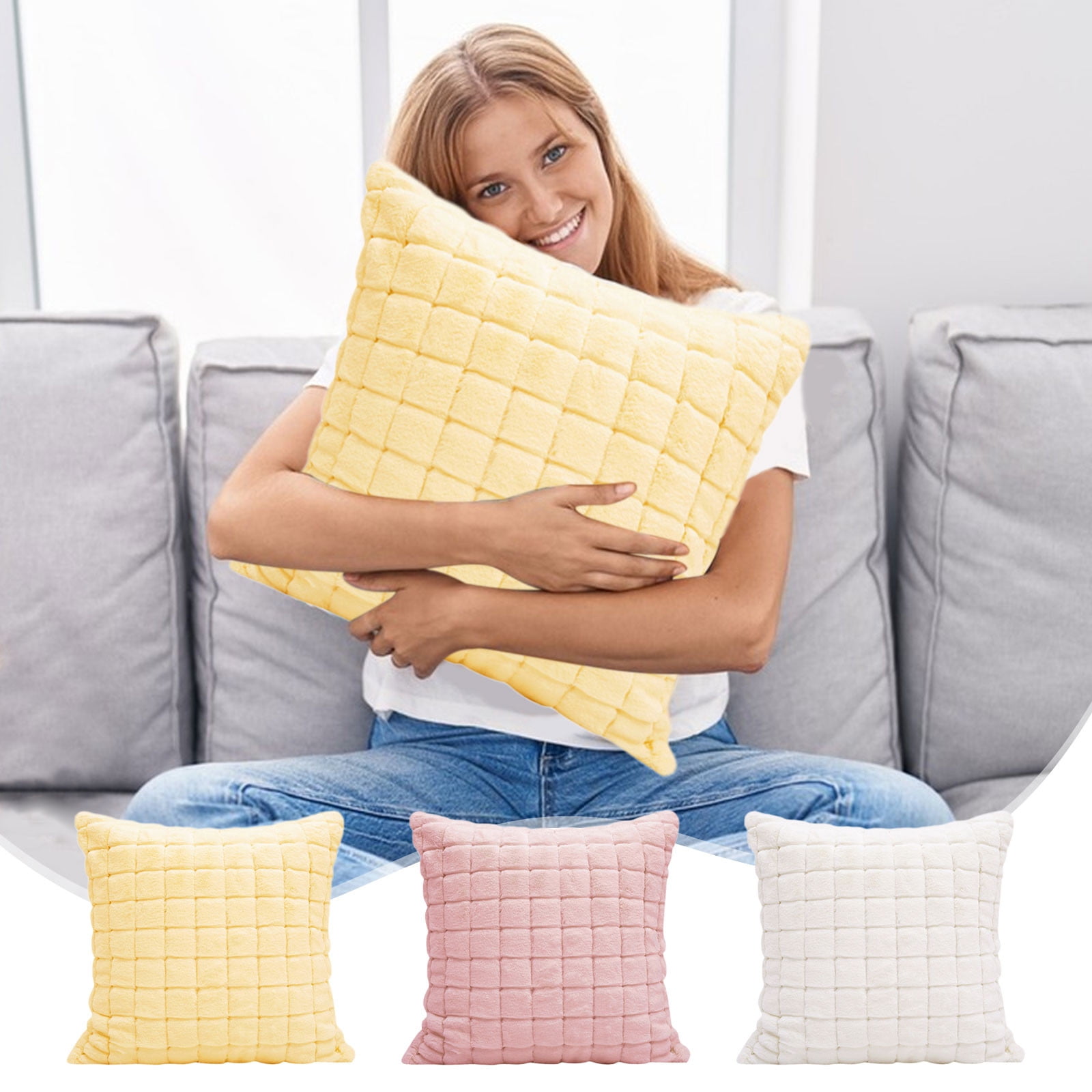 Chenille Pillow Cushion, Decorative Sofa Accent, Soft Plush Fabric ...